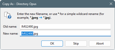 Using Wildcards when Copying [Directory Opus Manual]