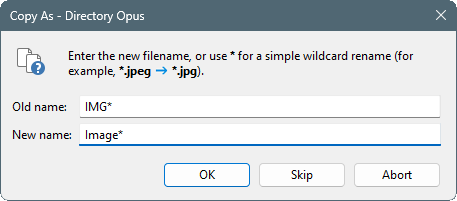 Using Wildcards when Copying [Directory Opus Manual]