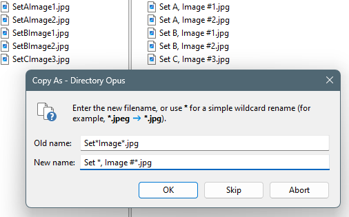 Using Wildcards when Copying [Directory Opus Manual]